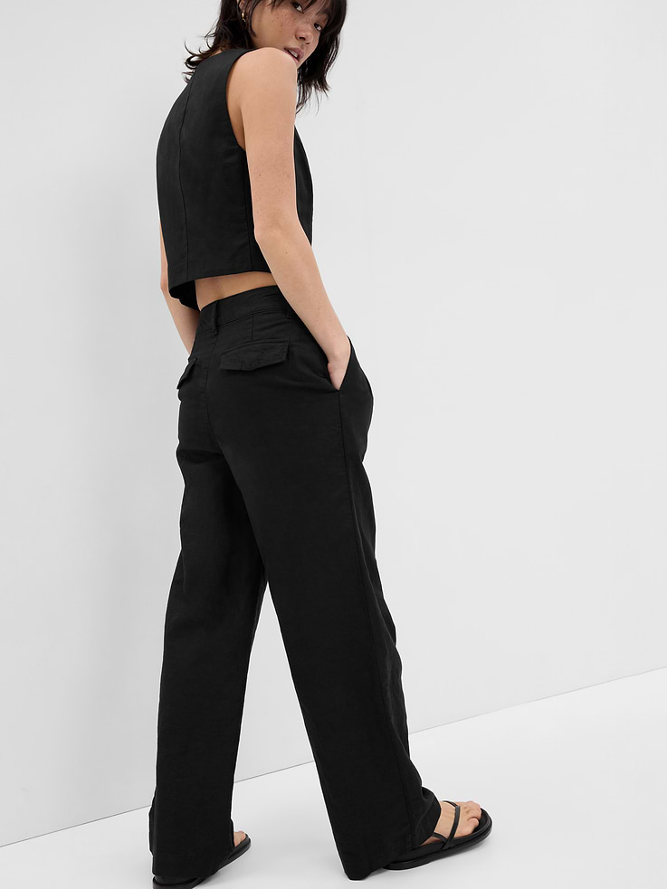 Linen-Cotton Pleated Pants | Gap
