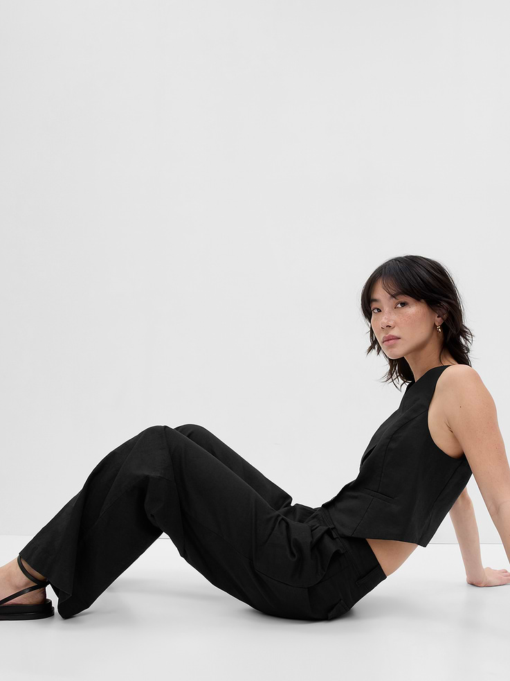 Linen-Cotton Pleated Pants | Gap